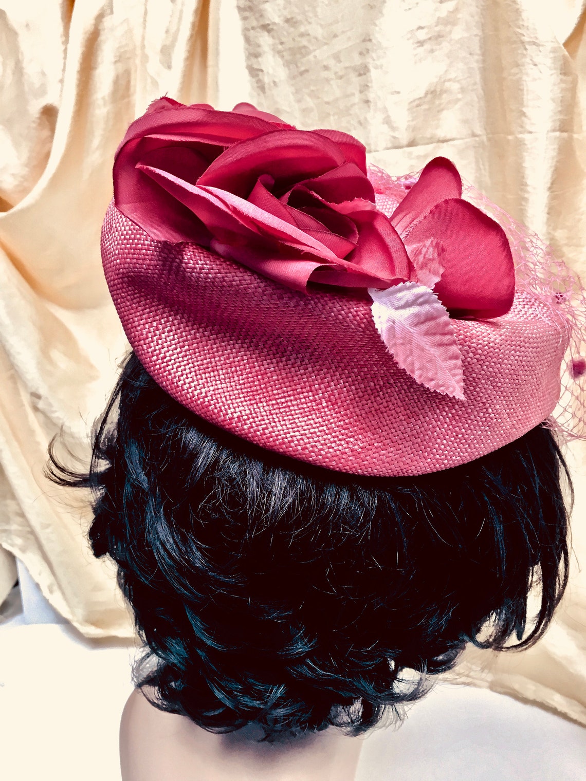 Elegant Vintage Mr. Charles Rose Pink Veiled Fascinator With Large ...