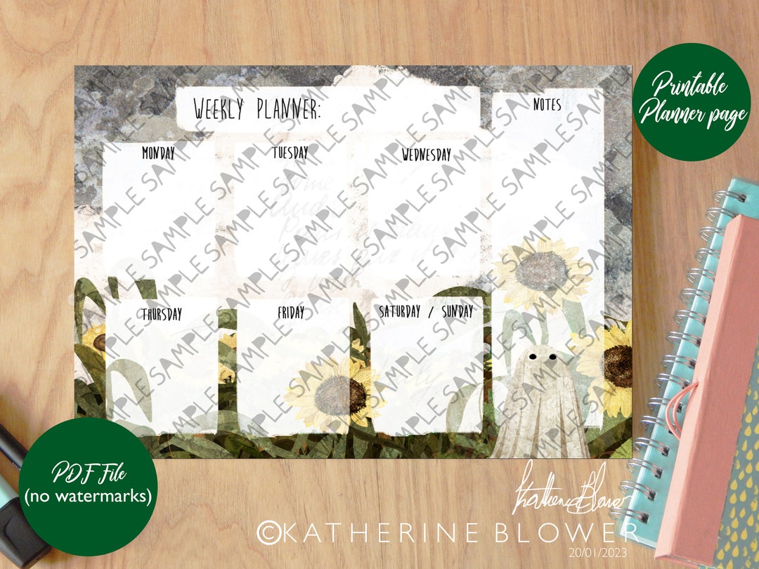 Sunflower Digital/ Printable Weekly Planner Page - Etsy
