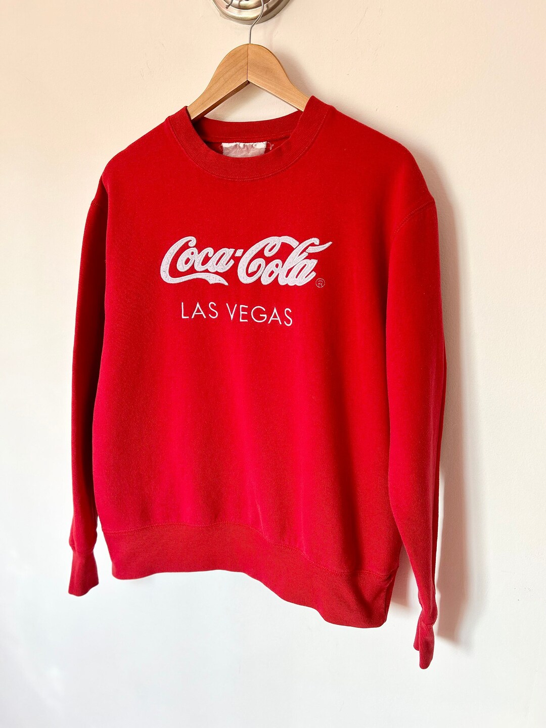 Vintage Coca Cola Logo Embroidered Red Sweatshirt Felted Logo Cotton ...