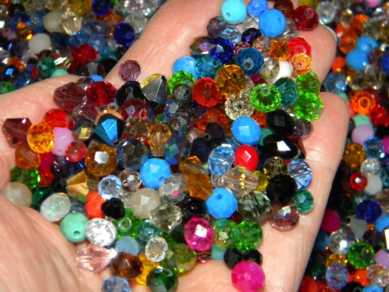 New 1/2 POUND Bulk Glass MIXED Shapes Rondelle Faceted Beads 6mm-10mm ...