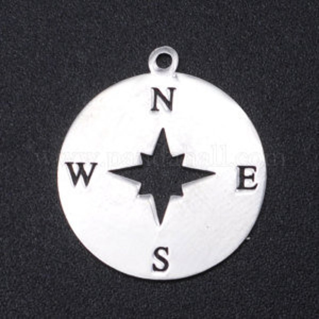 New 3/PC Compass Metal Charm 2 Holes for Bracelet Making NSEW 22mm Long ...