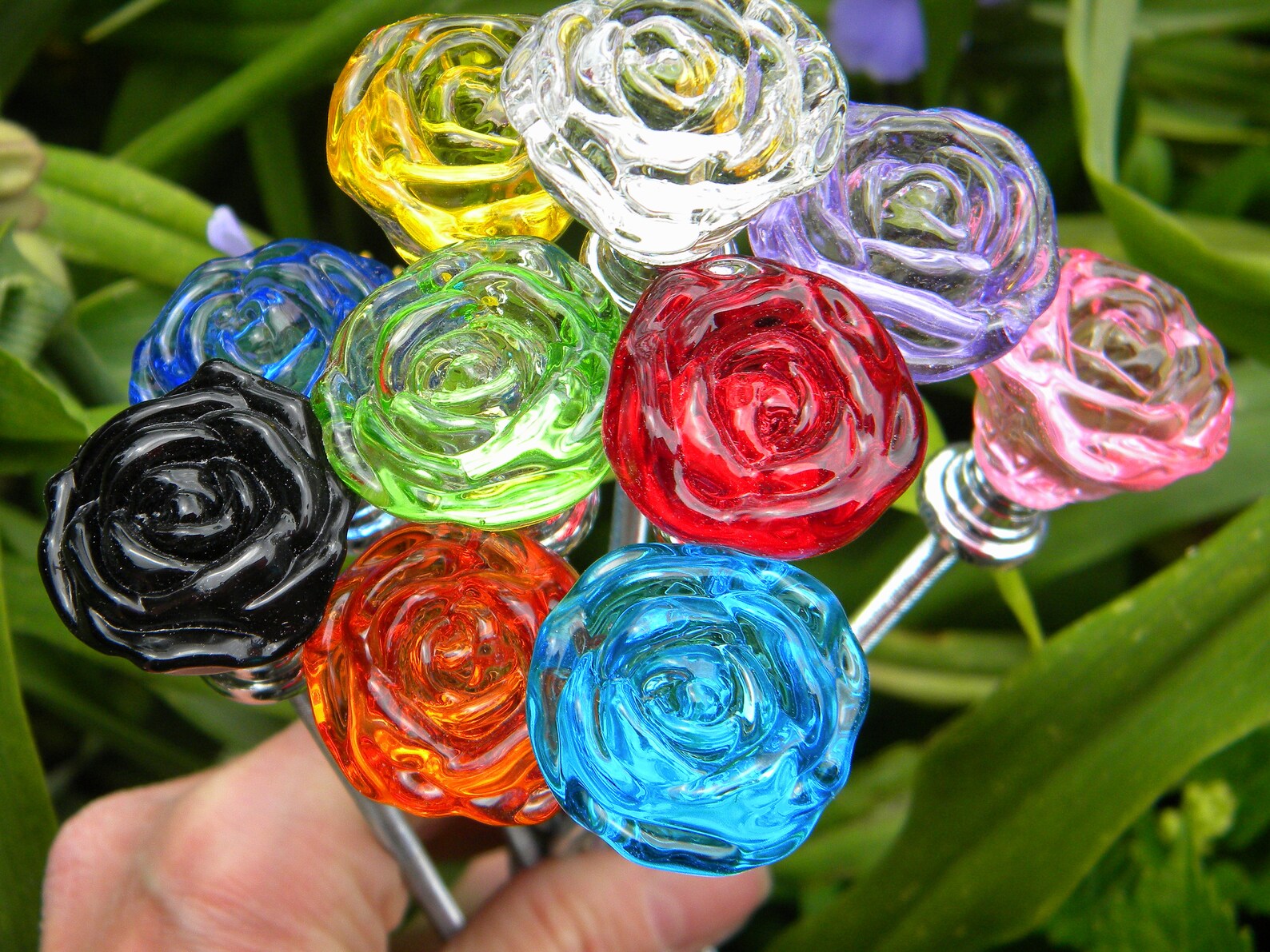 New 1/KIT Yellow GLASS ROSE Garden Stakes 12'' Rod - Etsy