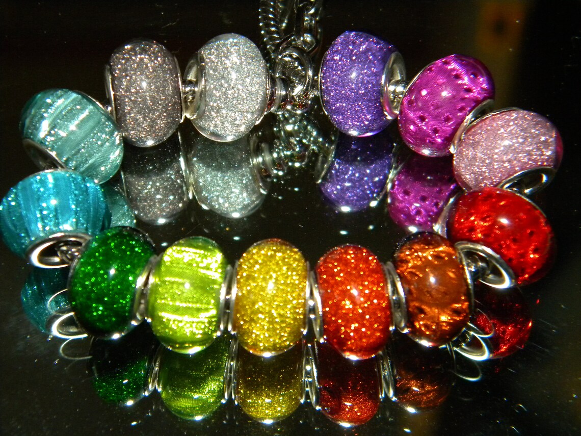NEW 50/pc Glitter Holographic BRIGHT European Style Charm - Etsy