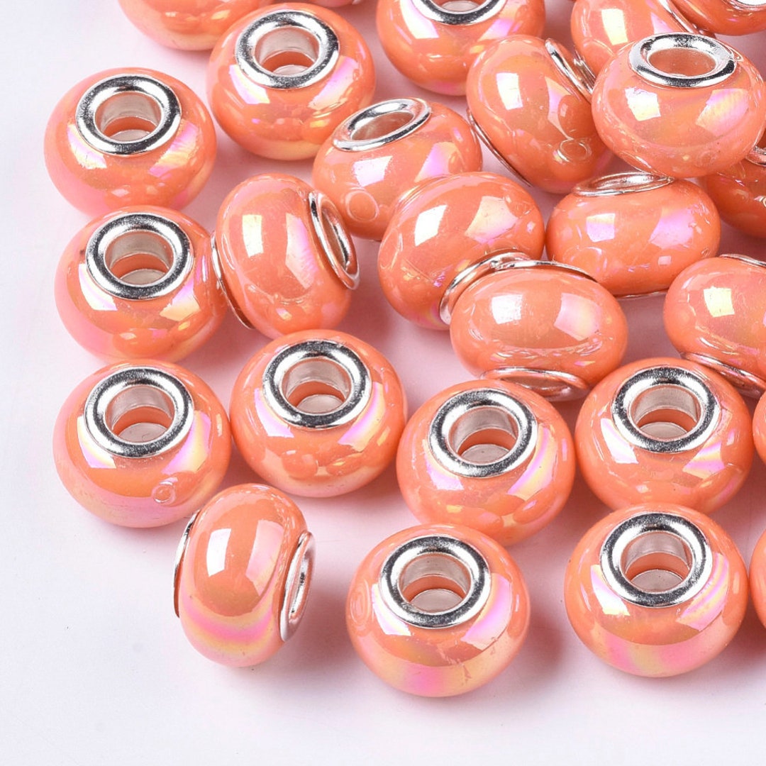 NEW 20/pc Peachy Orange Pearlized Iridescent 14mm European - Etsy