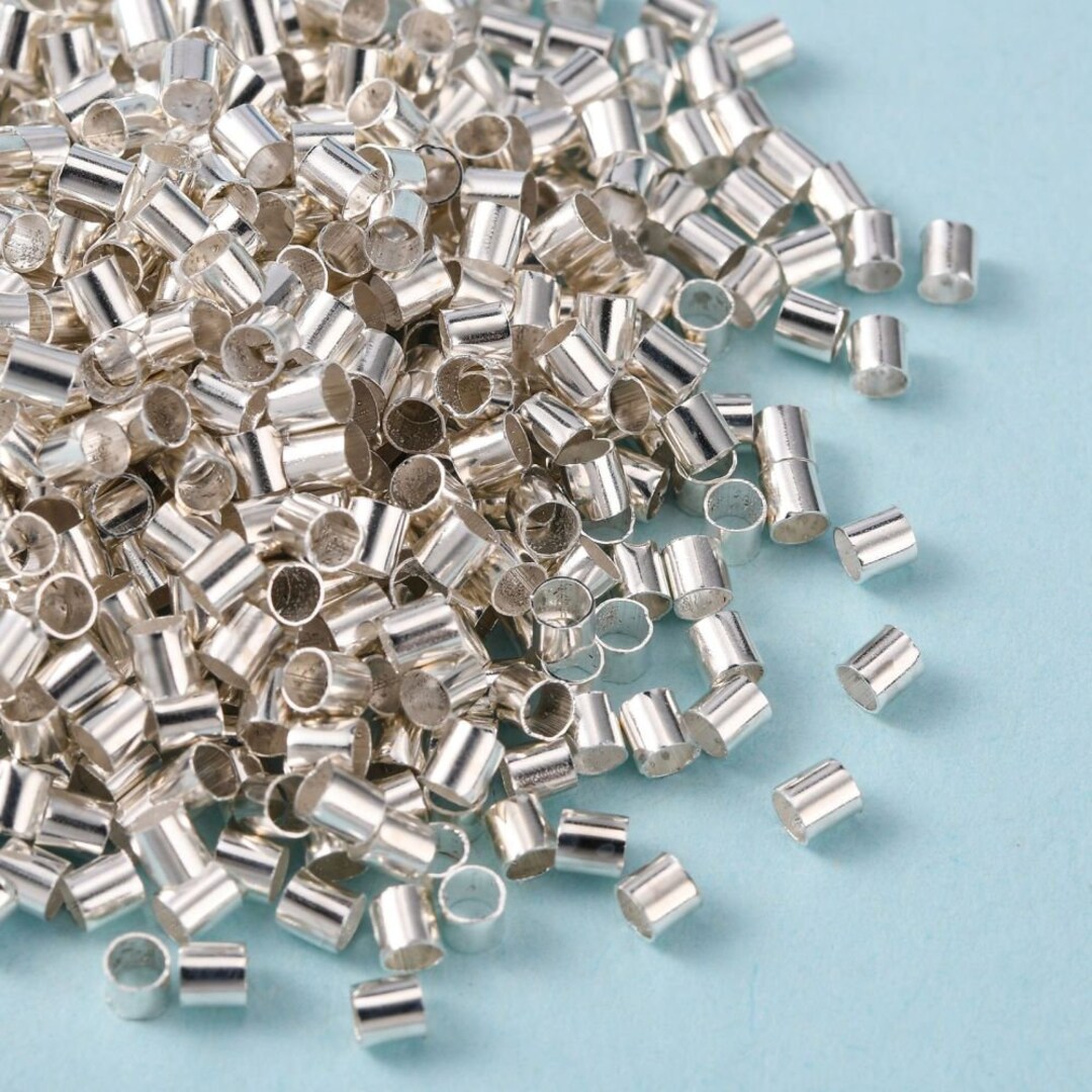NEW 10/gram(625/pc) Bright Silver Tone 2.5mm Metal Crimps Stopper End ...