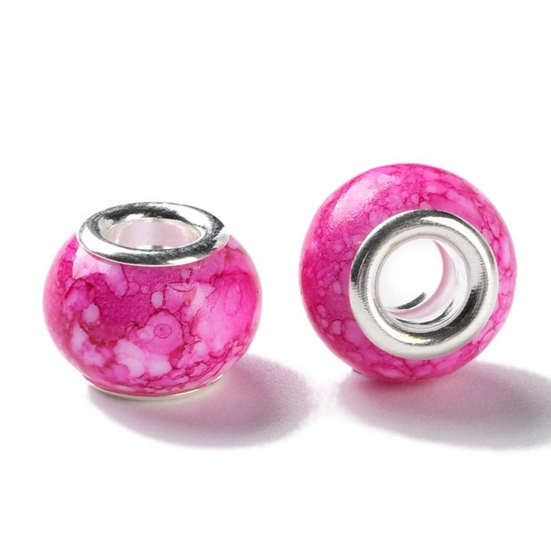 New 20/pc Bright Pink Fuchsia Splash RESIN 14x10mmresin Charm Spacers ...