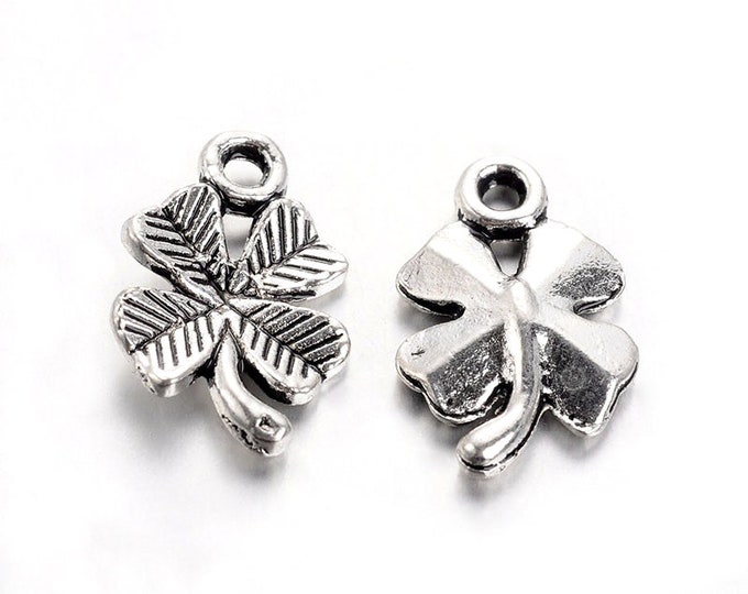 NEW 50/pc Tibetan Style Alloy Clover Charms, Cadmium Free & Lead Free ...