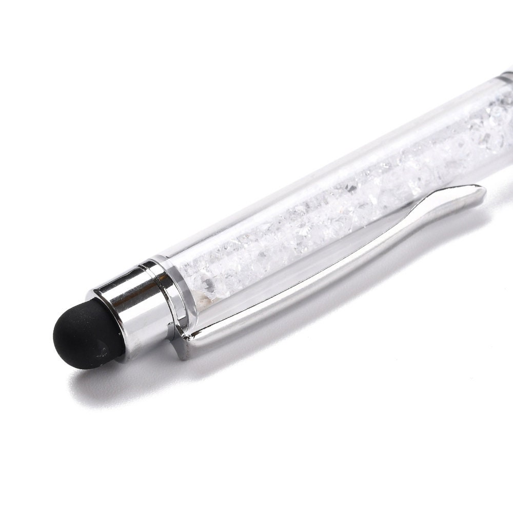 NEW 2/pc White/silver & Crystal COLOR Stylist Top Beadable Pen Add ...