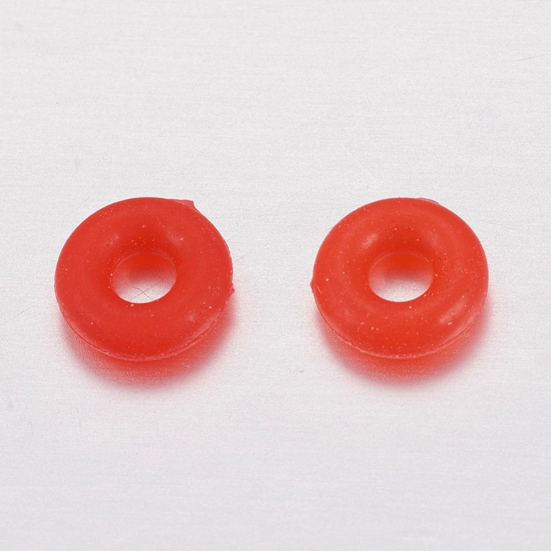 NEW 50/pc Bright Red Rubber Stopper O Ring Spacer Bead Charm Fit ...