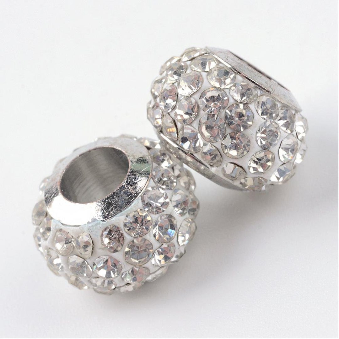 NEW 20/pc Crystal/ White 13x10mm Paved Crystal Spacer Beads Lot ...