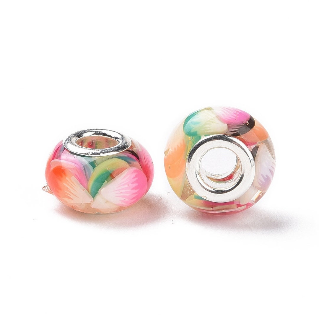 NEW 20/pc Transparent Bouquet of Pastel Color European Charm Spacer ...