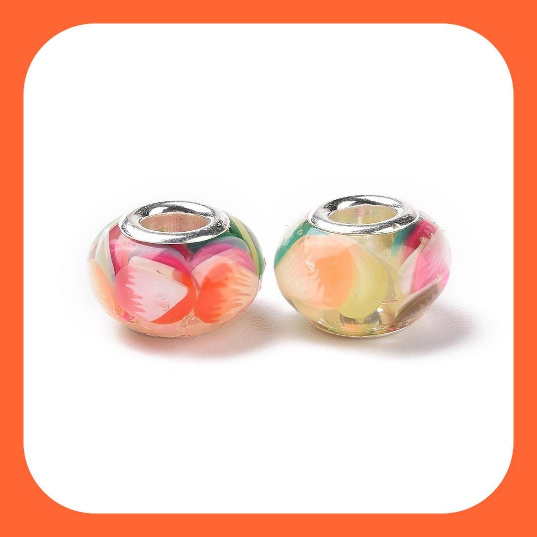 NEW 20/pc Transparent Bouquet of Pastel Color European Charm Spacer ...