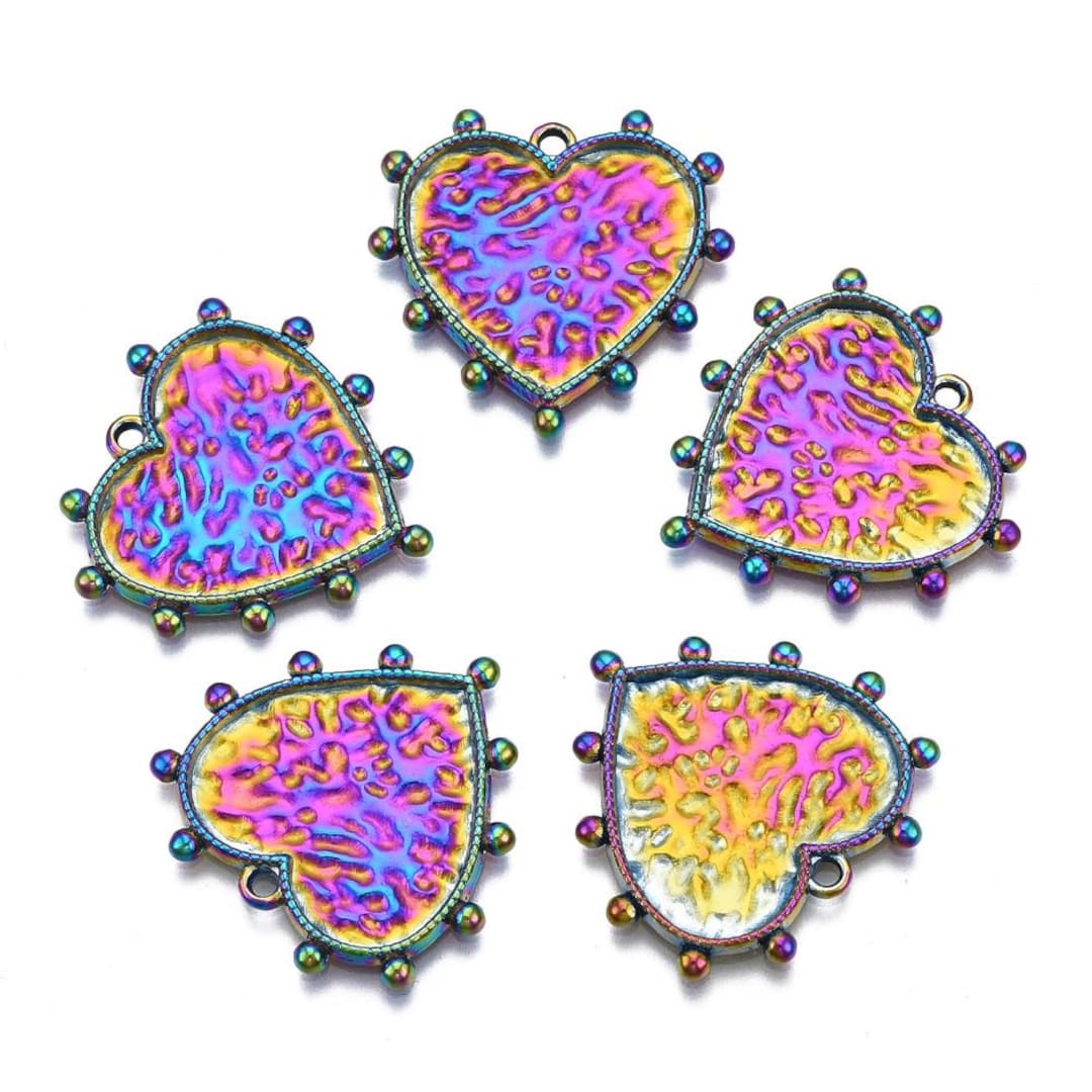 New 5/pc Large Rack Plating Rainbow Color Alloy Pendants, Cadmium ...