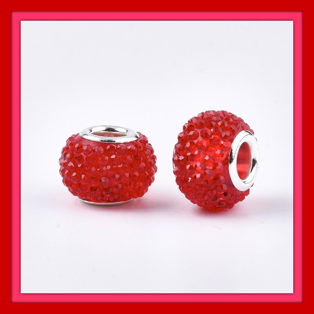 New 20/pc Red Solid Iridescent Bumpy European Style Charm Spacer Beads ...