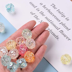 New 20/pc Transparent Pastel Acrylic Beads, AB Color, Flower Rose, Size ...