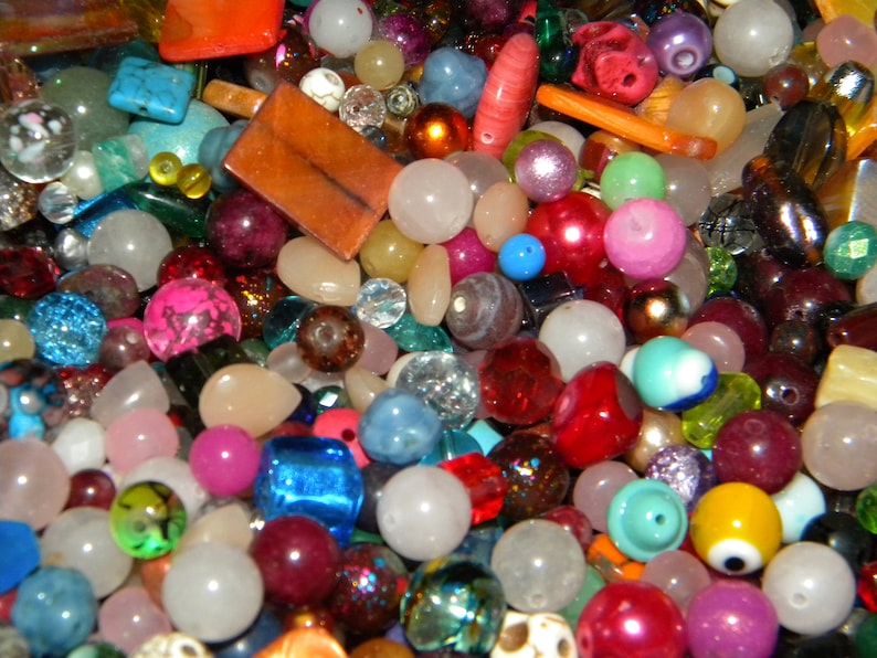NEW 1 (lb) POUND Glass Beads Lot Premium Mixed Semi-precious, Randomly ...