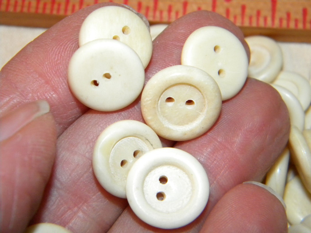 New 30/pc Buffalo Bone BUTTONS Mixed 12.2-14.0mm LOT Round Smooth ...