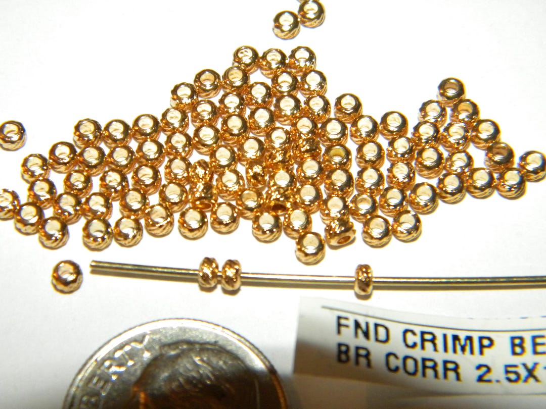 NEW 100/pc Gold Plated Corrugated Edge 2.5x1.5mm Metal Crimps Stopper End Beads - Jewelry Making ...