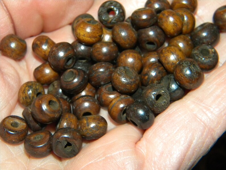 New 100/pc Bone Beads Dark Brown Carved Smooth Edge 6x9mm LOT Boho ...