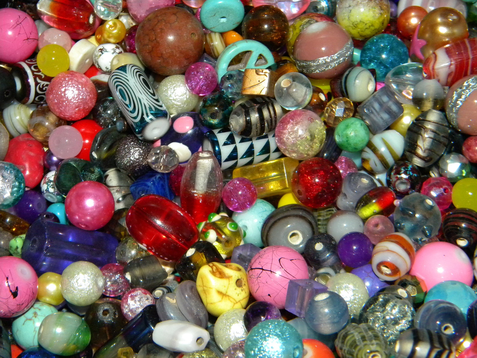 New 8/oz Multi-mixed Colors GLASS MIX Loose Lot of Beads 6mm-25mm Glass ...