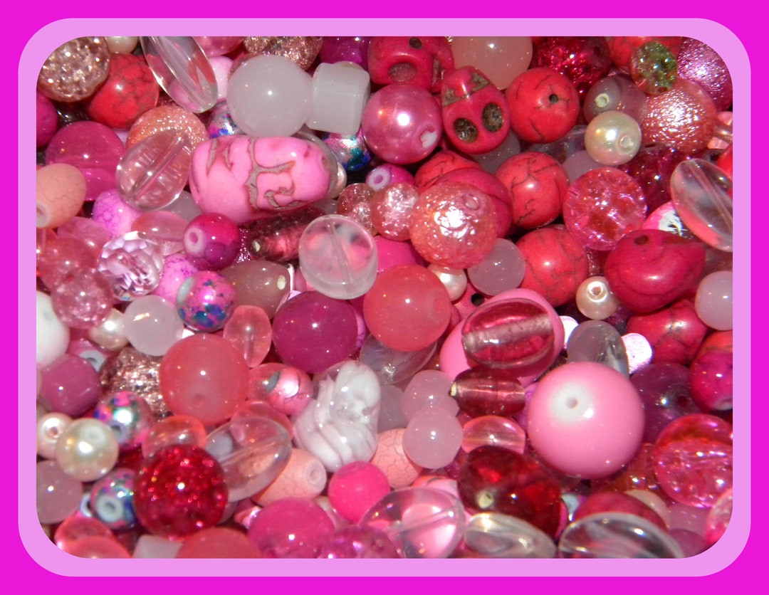 NEW 8/oz Premium Pink/blush Bead Mix Assorted Mixed Loose Lot of Beads ...