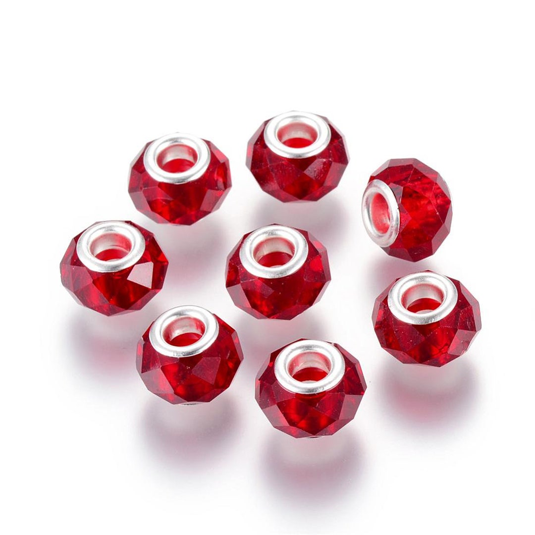 New 10/pc GLASS Blood DARK Red Faceted European 13.5x9.6mm Beads Charm ...
