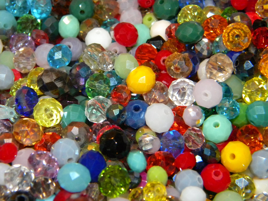 NEW 1 POUND 1000's of Beads Glass Rondelle Faceted Beads | Etsy
