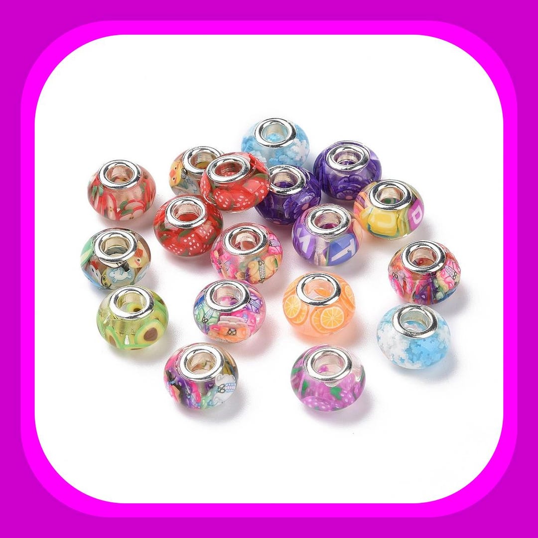 NEW 20/pc Transparent Mixed European Charm Spacer Beads 14mm HIGH ...