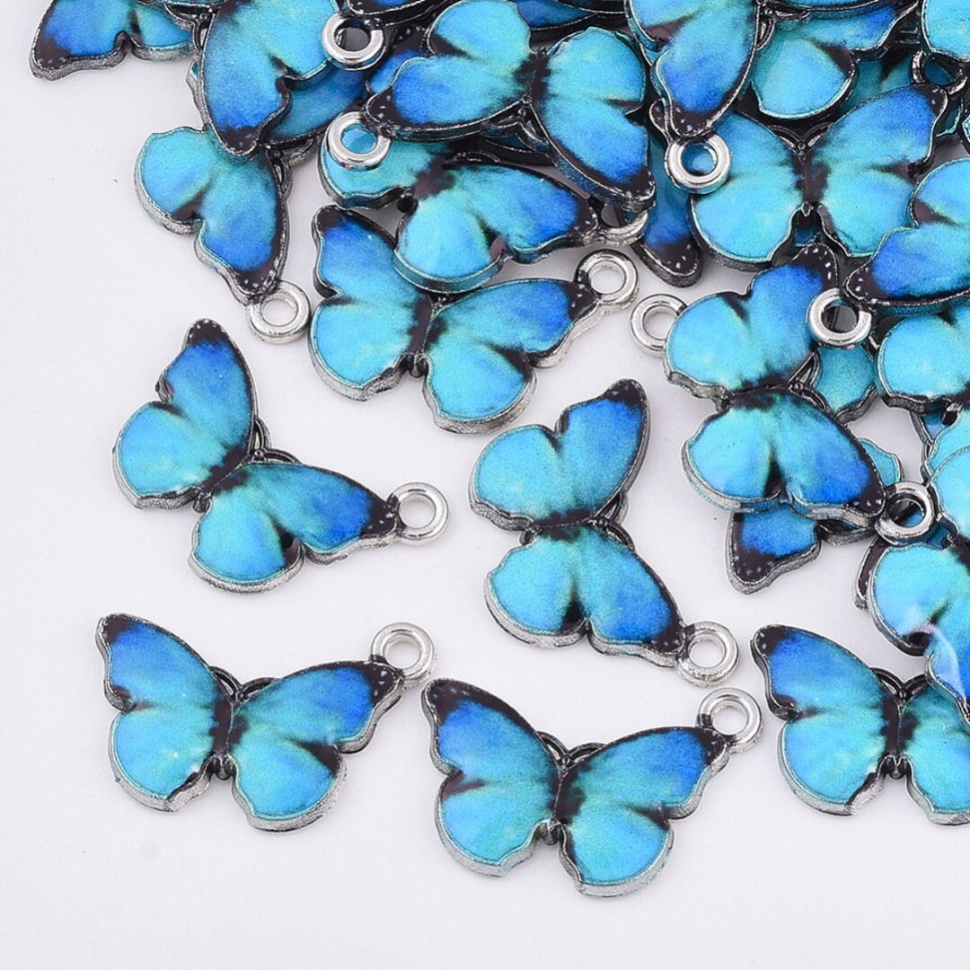 New 20/pc Alloy Charms Colorful Enamel 13.5x20x2mm Butterflies Printed ...
