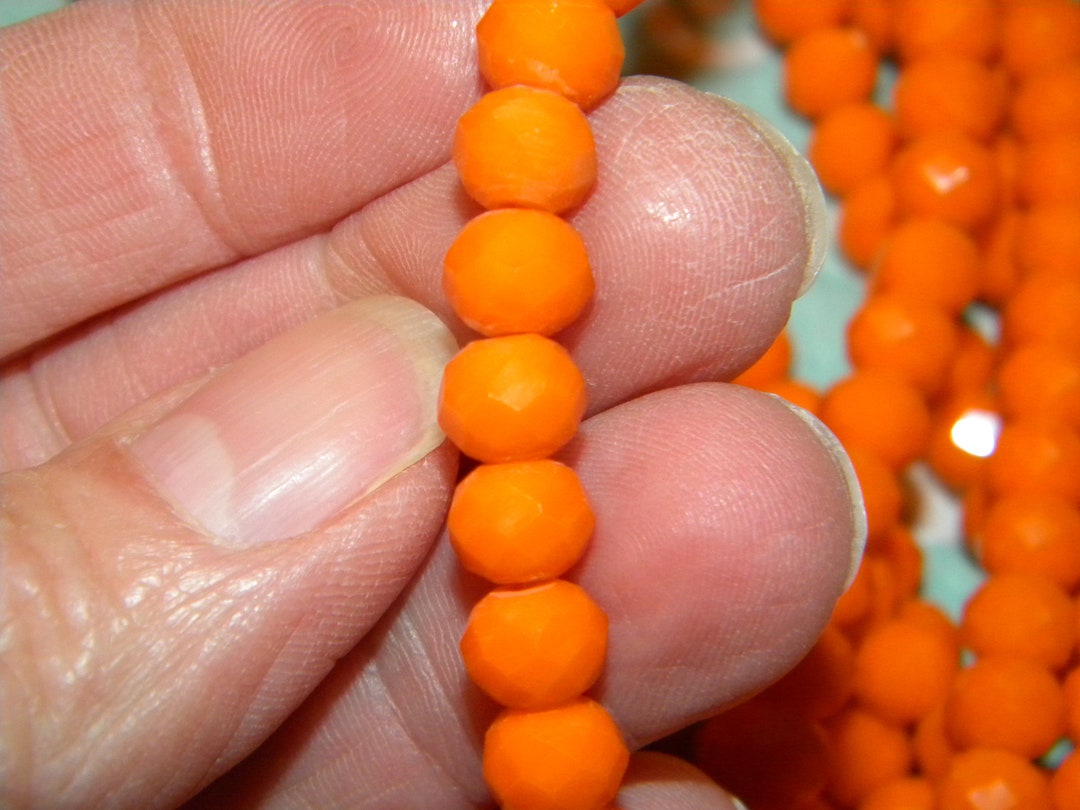 NEW 2/strands per Order Glass 6x8mm Rondelle Opec Light Bright Orange ...