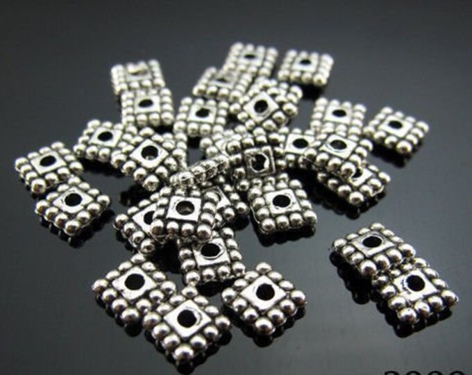 NEW 50/pcs Metal Silver Toned Square Dotted Edge Spacer 5mm - Etsy