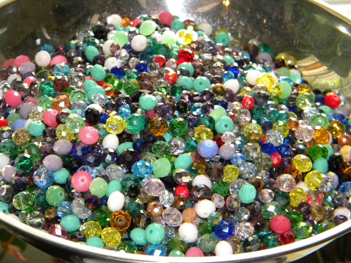 NEW 1 POUND 1000's of Beads Glass Rondelle Faceted Beads | Etsy