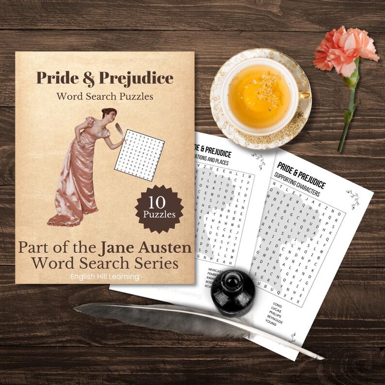 Pride and Prejudice Word Search Printables | Jane Austen Puzzles ...