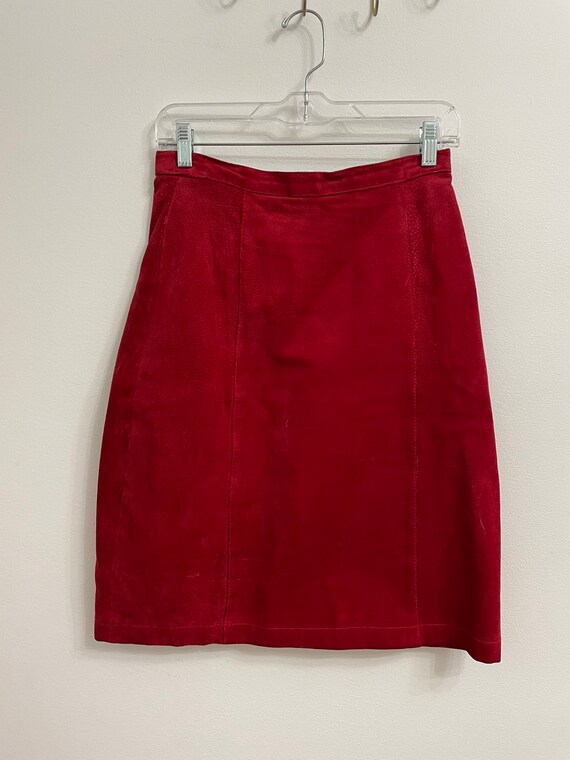 Vtg Suede Cherry Red Pencil Skirt by Fox Run Small Me… - Gem