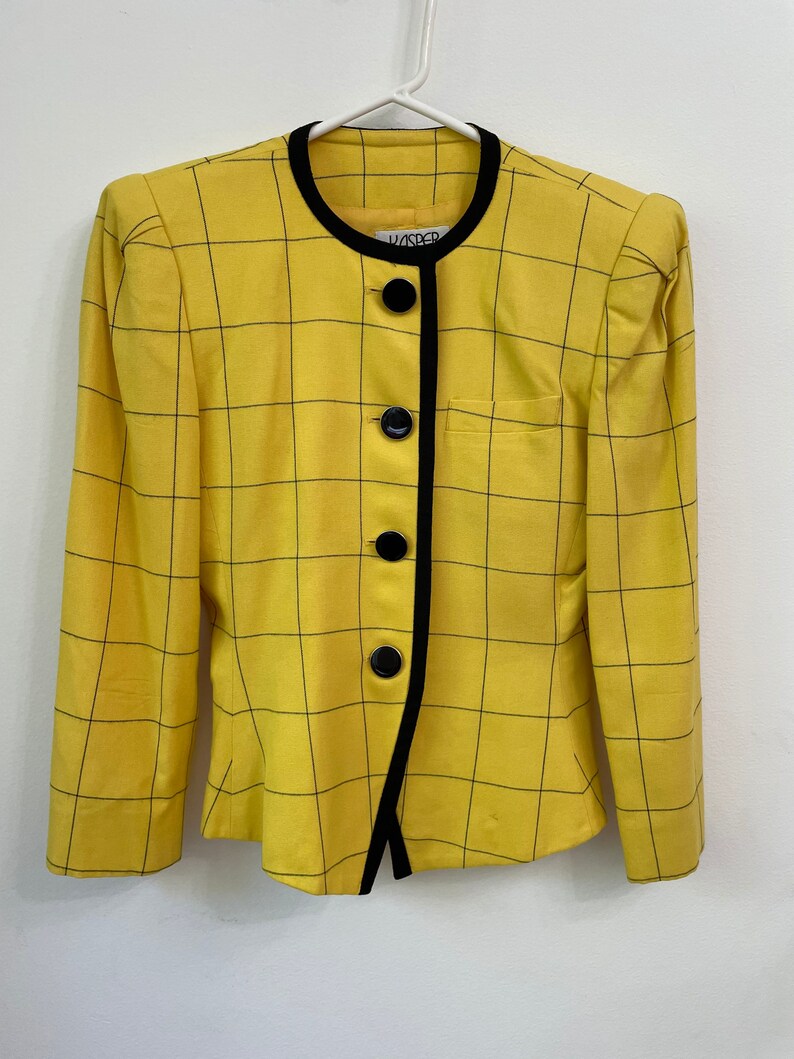Vintage Yellow Blazer Check Pattern Clueless Cher Style Size 2 - Etsy