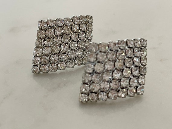 80s Rhinestone Diamond Crystal Sparkle Earring - Gem