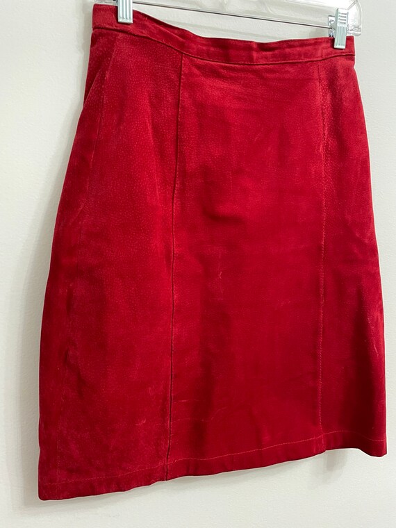 Vtg Suede Cherry Red Pencil Skirt by Fox Run Small Me… - Gem