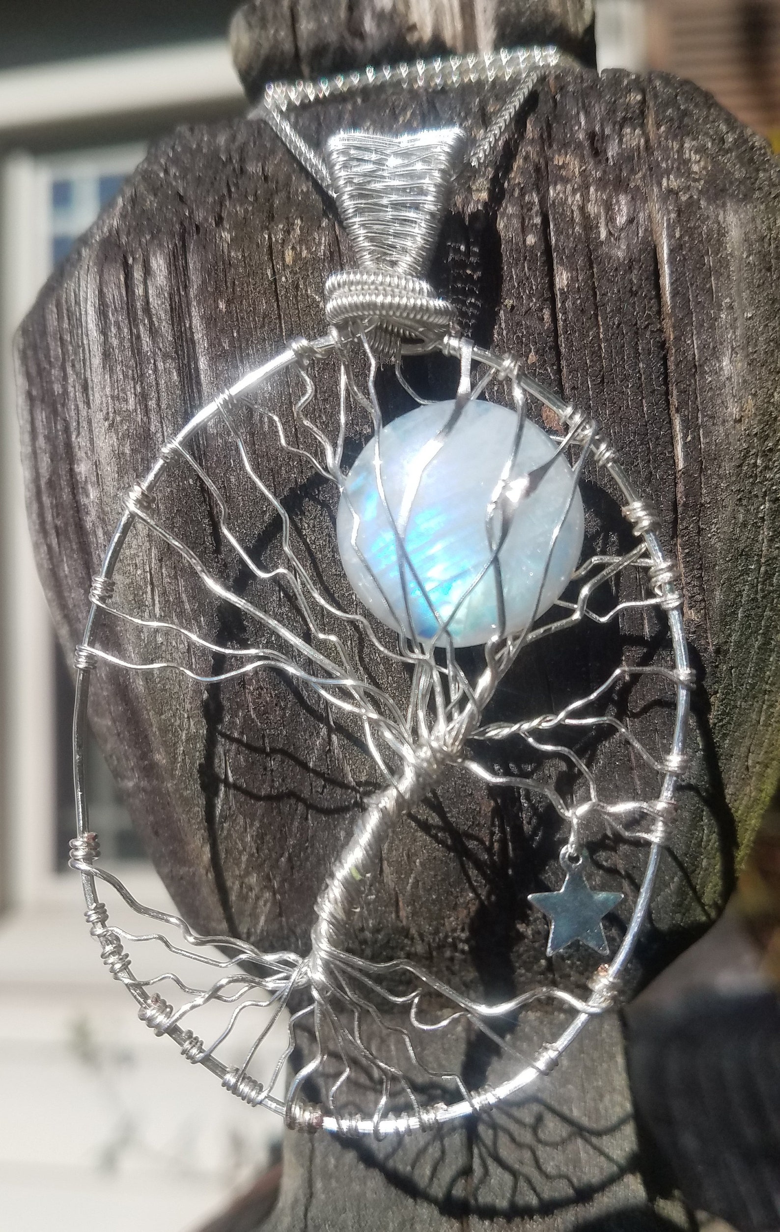 Moonstone Through the Tree of Life Pendant - ONE OF A KIND - Sterling ...