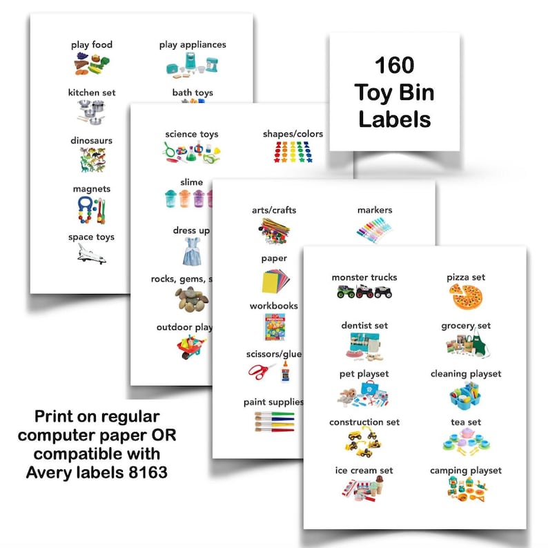 Toy Bin Storage Labels, Organized Playroom, Preschool Toy Categories ...