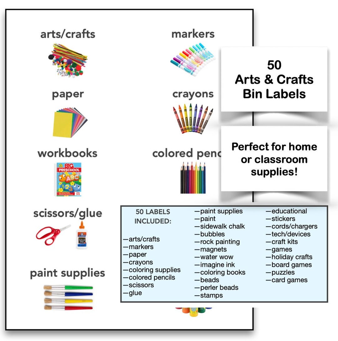 Organized Art Supplies Labels, Craft Bin Labels, Organized Art, Arts ...