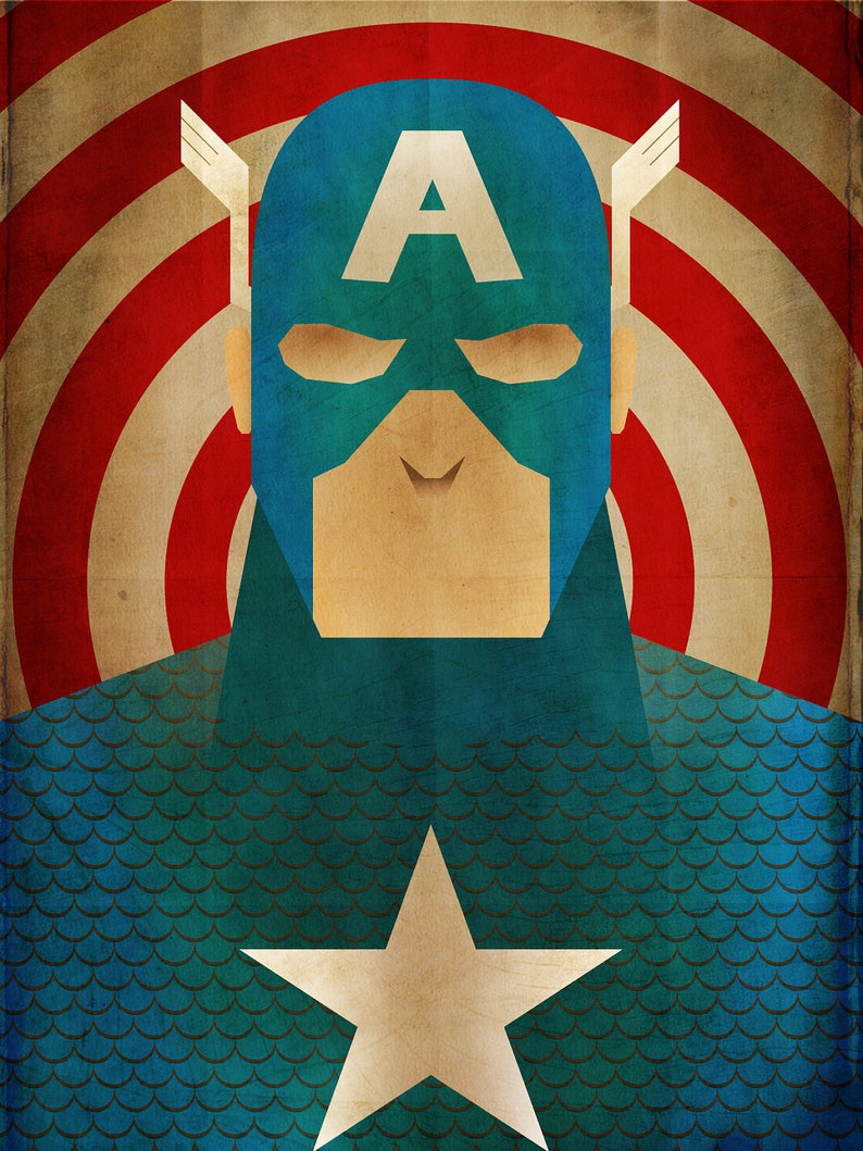 Minimal Heroes: Captain America - Etsy