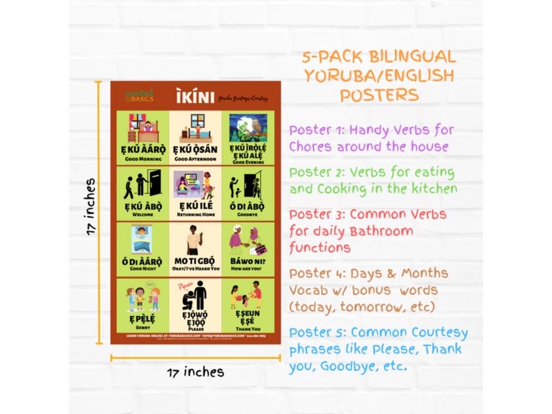 Yoruba Language Verb Posters, Verb Posters for Yoruba Language, Yoruba ...