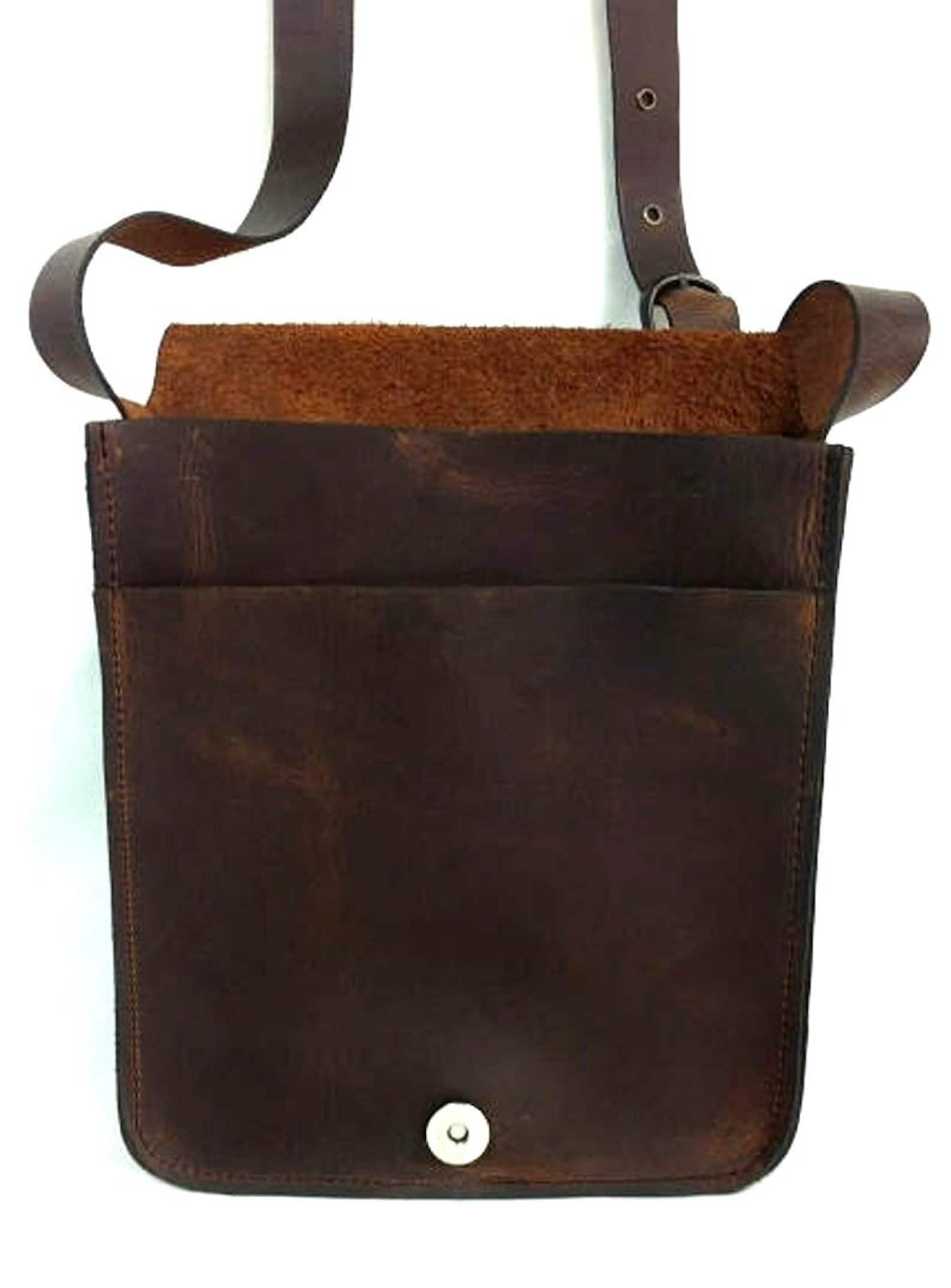Handcrafted Brown Leather Bag. Small Size Messenger Bag. Shoulder ...