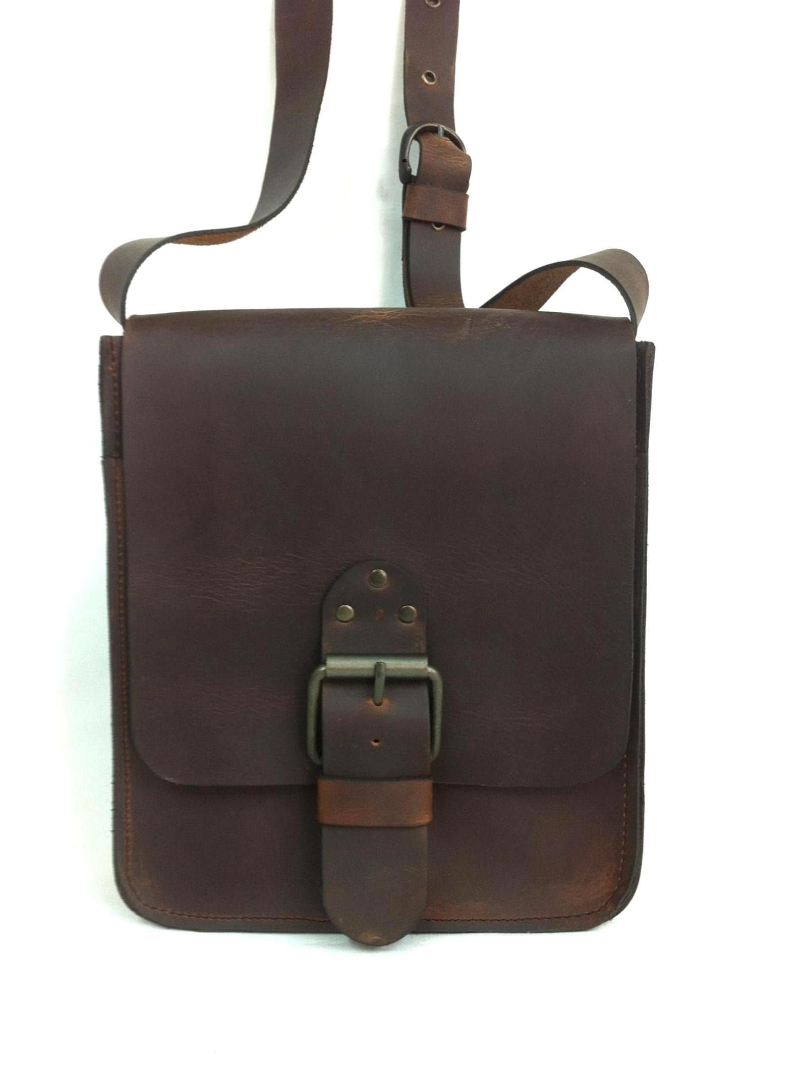 Handcrafted Brown Leather Bag. Small Size Messenger Bag. - Etsy
