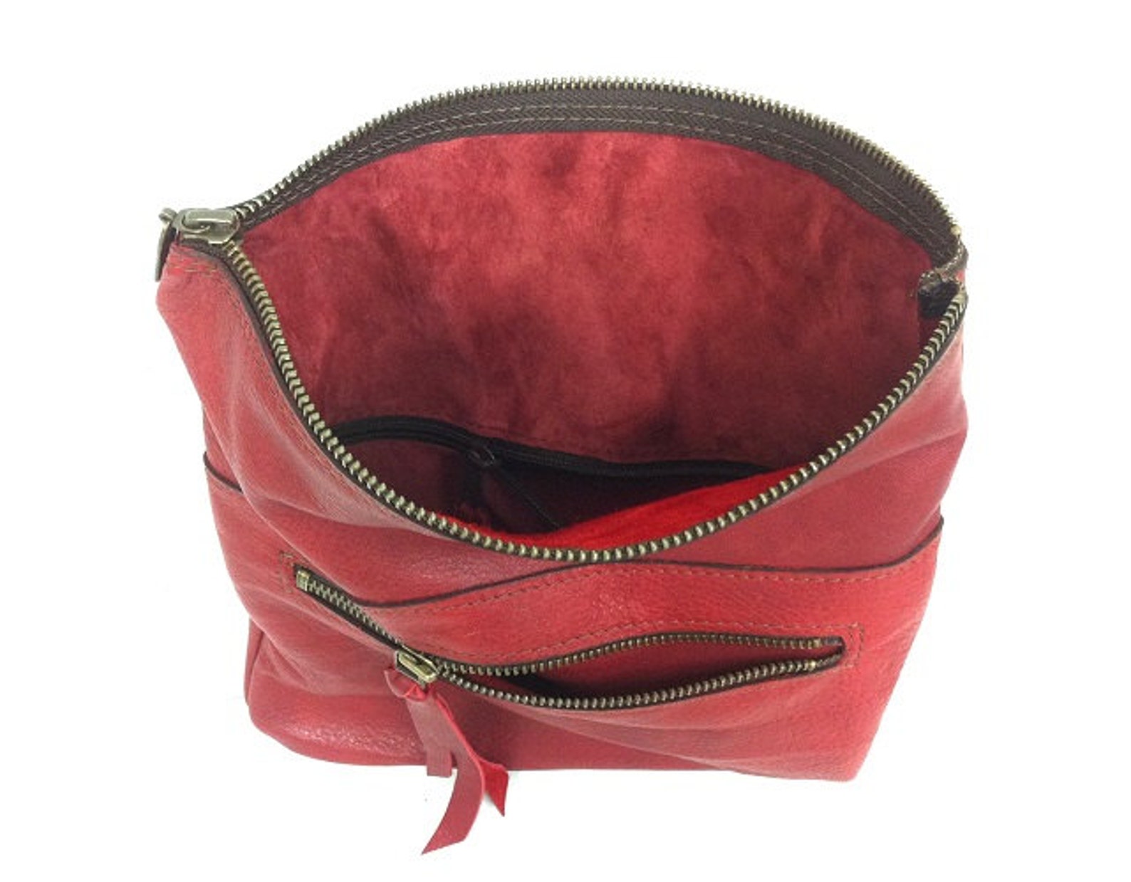 Beautiful One of A Kind Red Leather Bag/ Clutch. Soft Leather. - Etsy