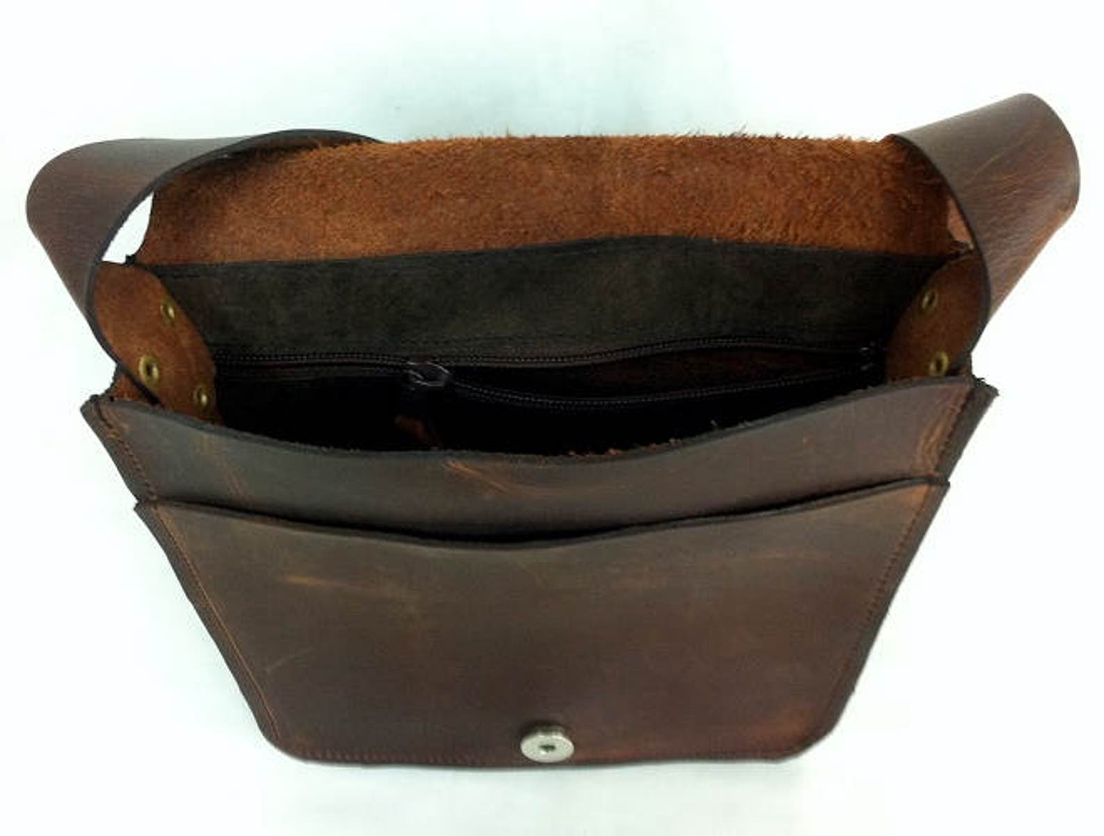 Handcrafted Brown Leather Bag. Small Size Messenger Bag. Shoulder ...