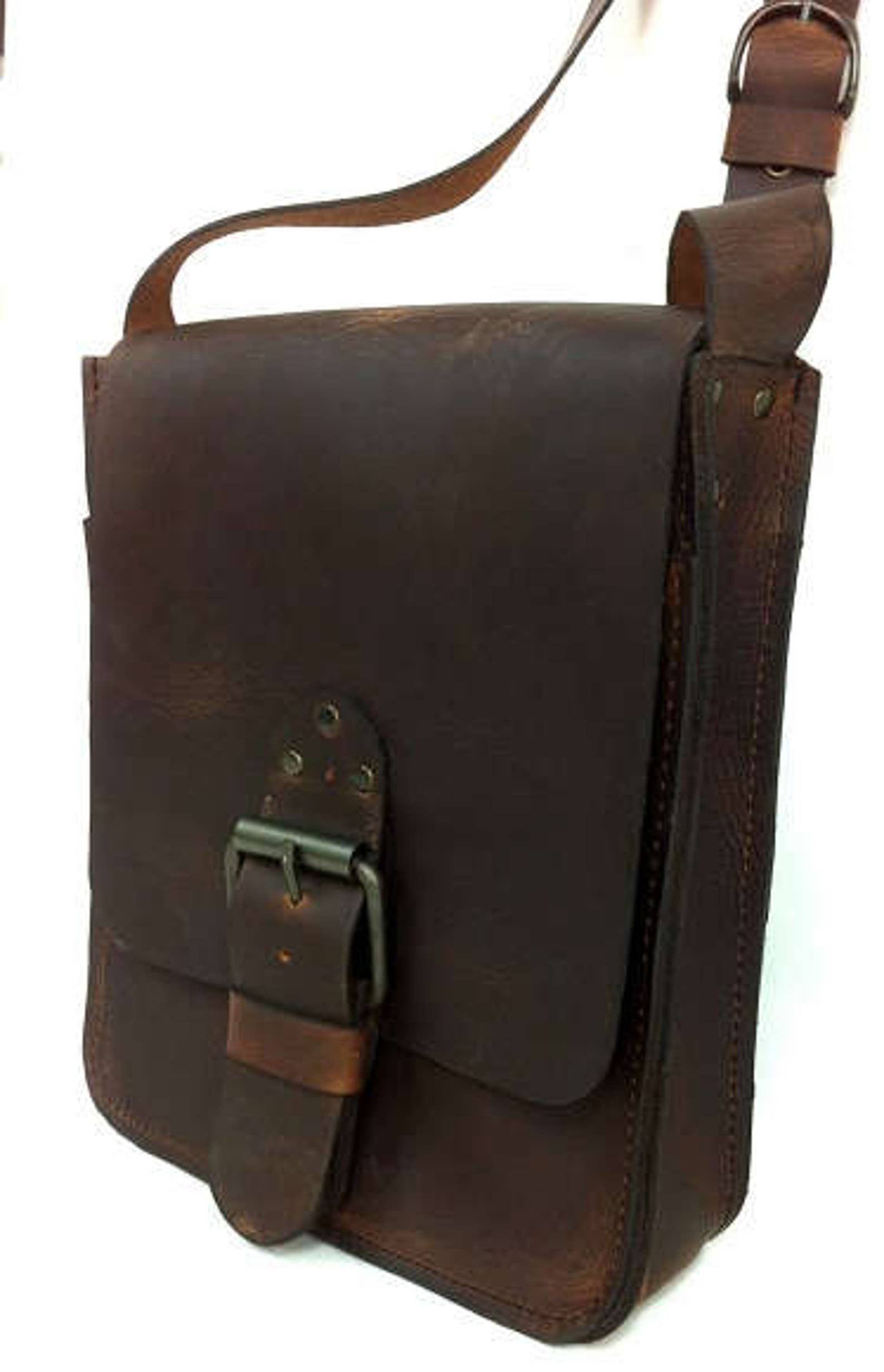 Handcrafted Brown Leather Bag. Small Size Messenger Bag. Shoulder ...