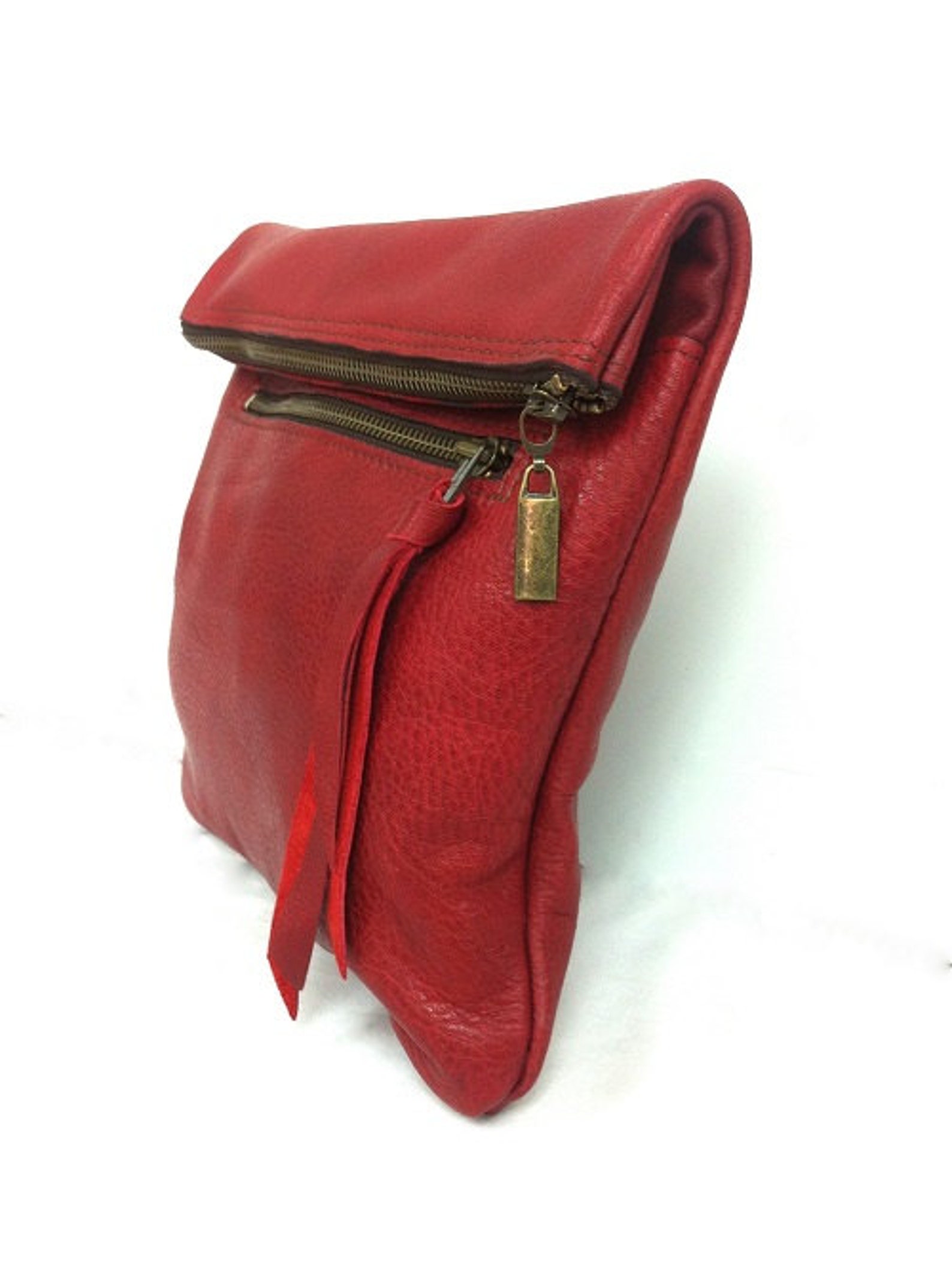 Beautiful One of A Kind Red Leather Bag/ Clutch. Soft Leather. - Etsy