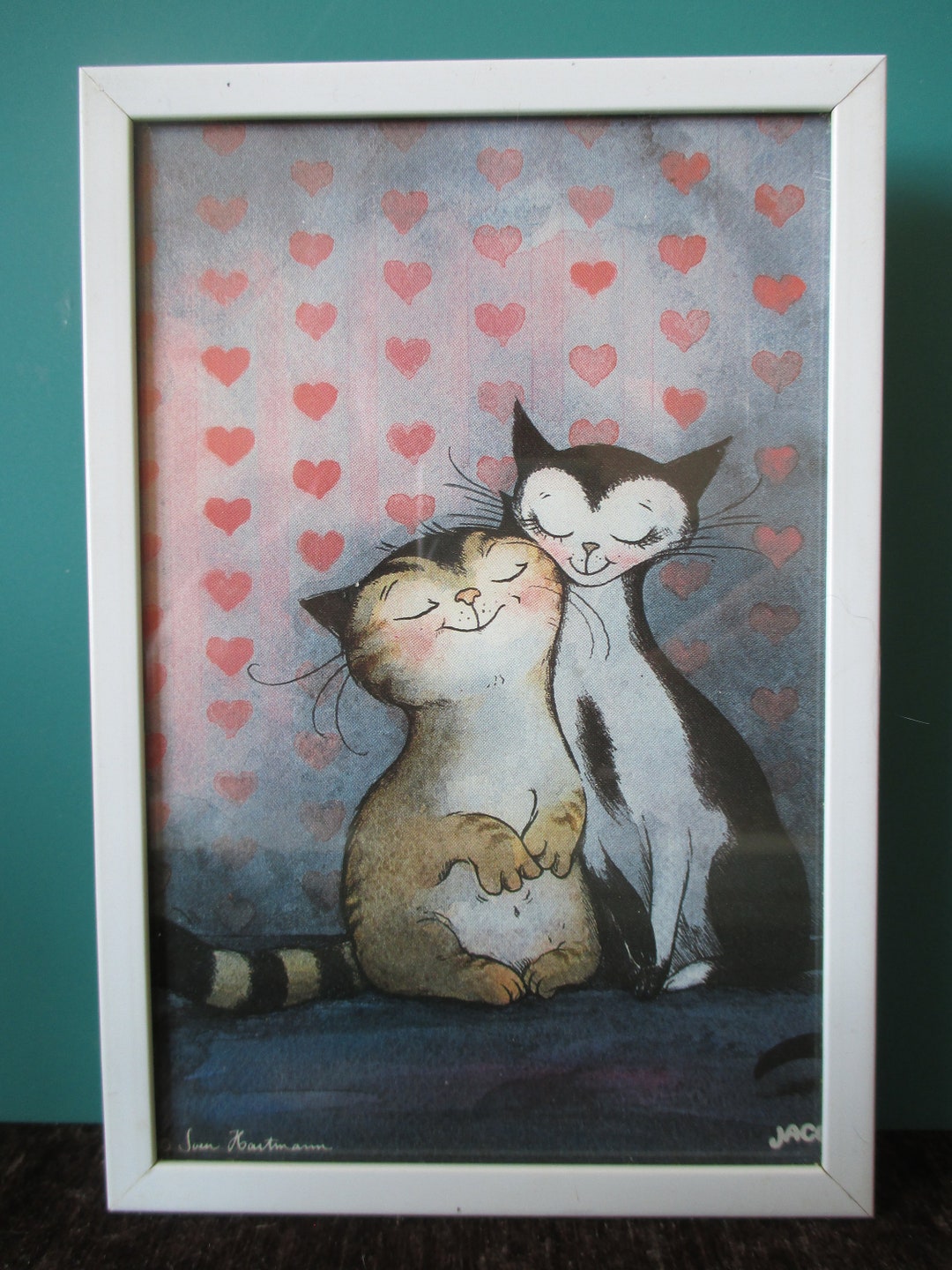 Jacob the Cat Vintage Postcard Sven Hartmann Swiss Cartoonist Framed ...