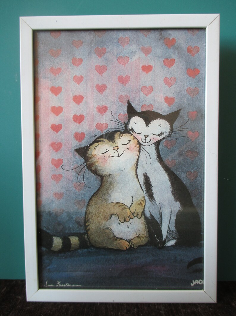Jacob the Cat Vintage Postcard Sven Hartmann Swiss Cartoonist Framed ...
